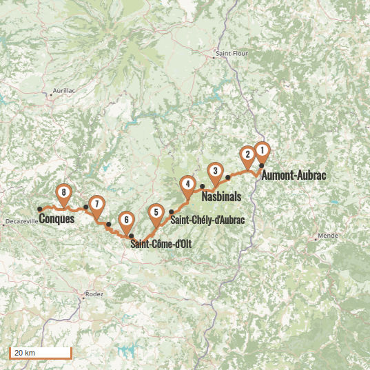 D'Aumont-Aubrac à Conques en 8 jours - circuit Compostelle